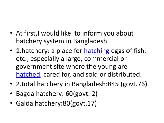 Design and construction of a fish hatchery complex | PPTX | Fish and ...