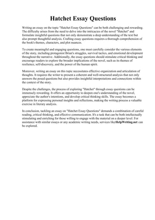 Hatchet Essay Questions.pdf