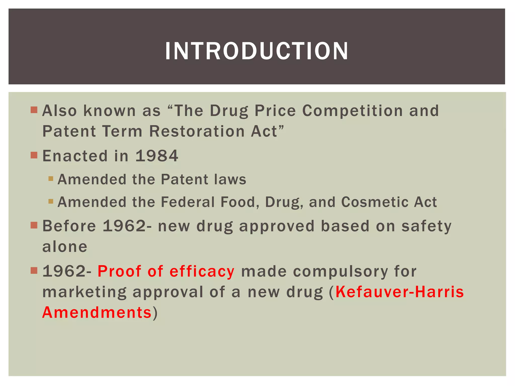 Hatch Waxman Act | PPTX