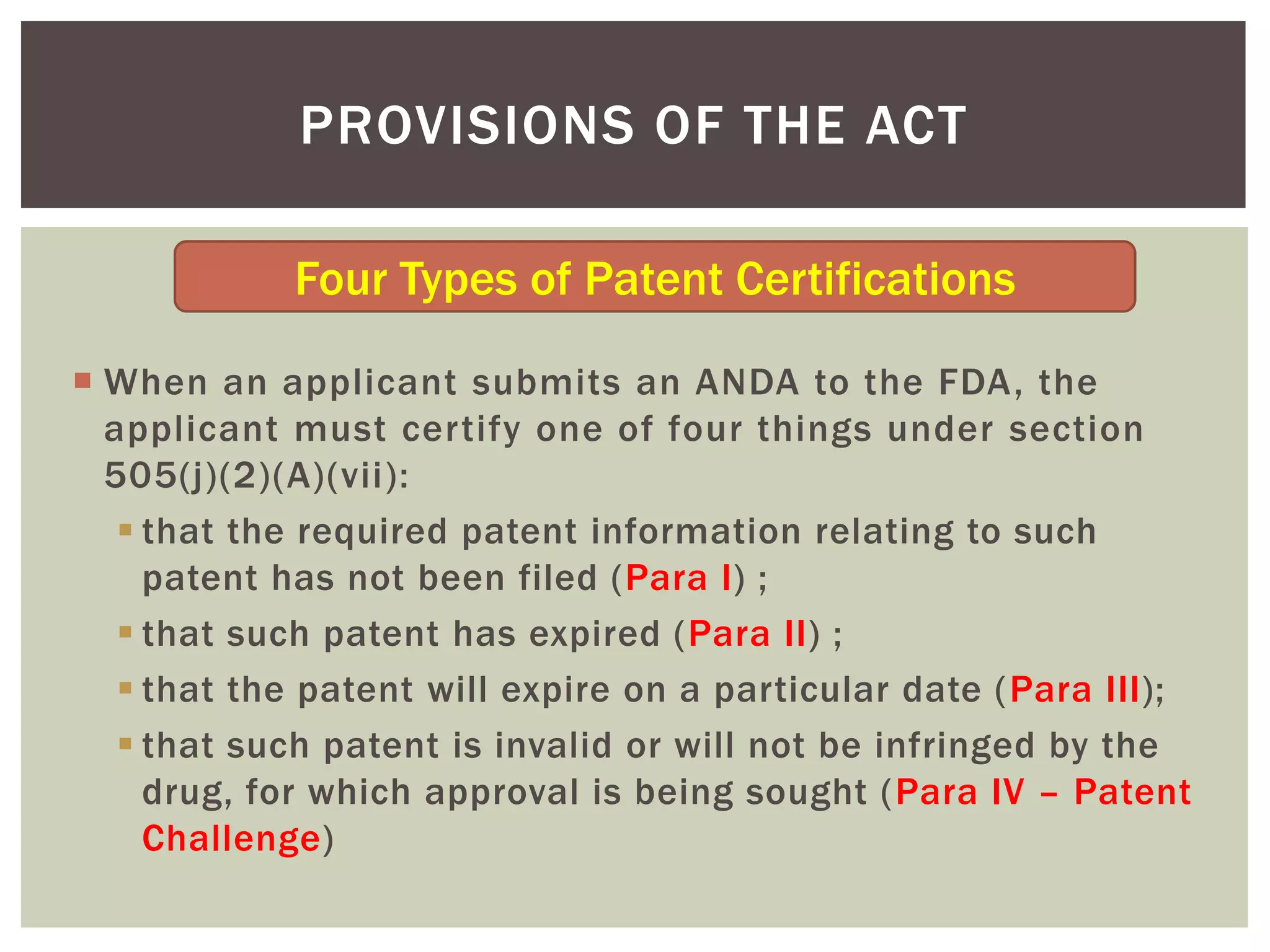 Hatch Waxman Act | PPTX