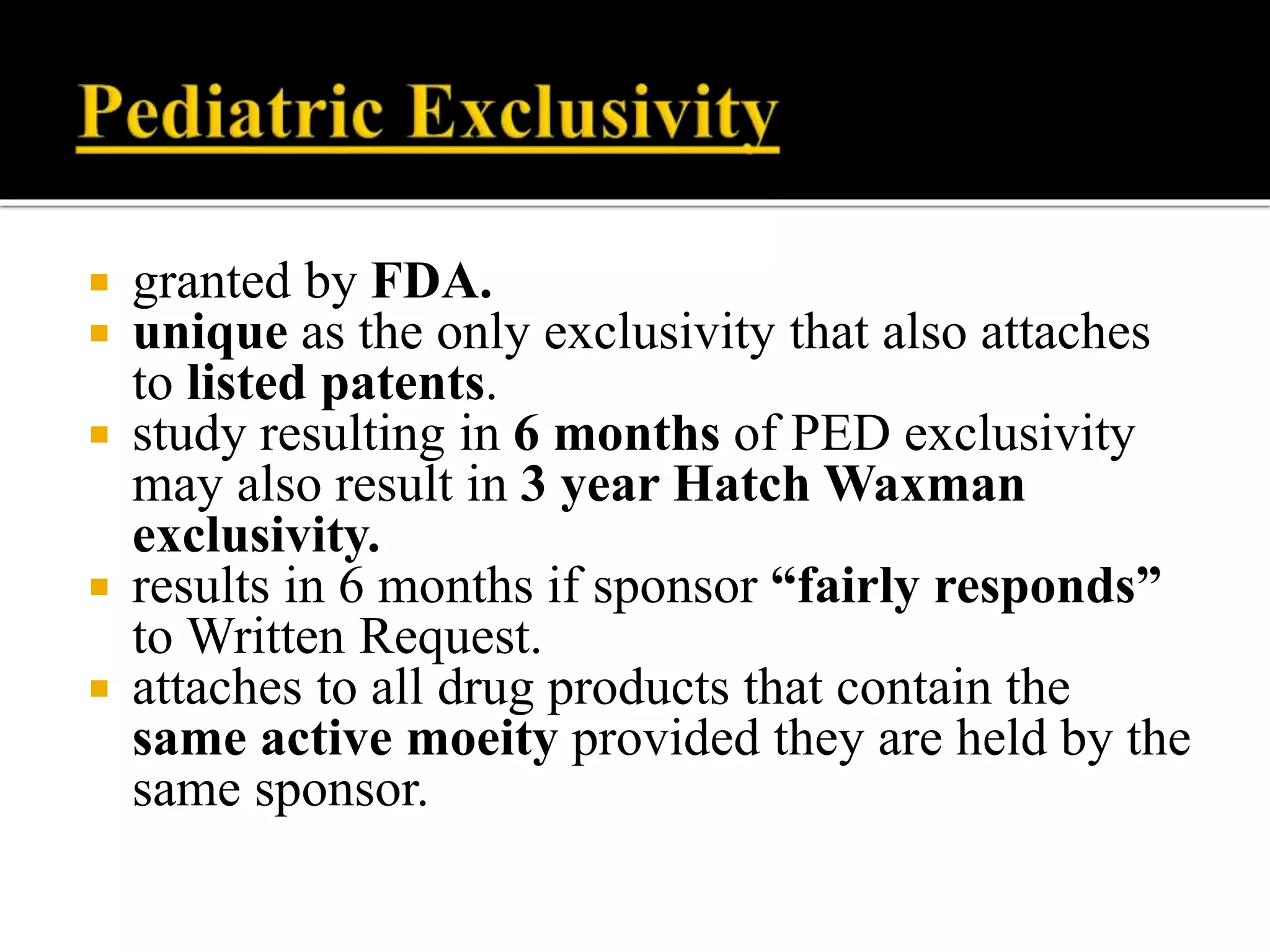 Hatch- waxman act (The drug price competition and patent term ...