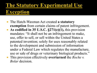 Hatch- waxman act (The drug price competition and patent term ...