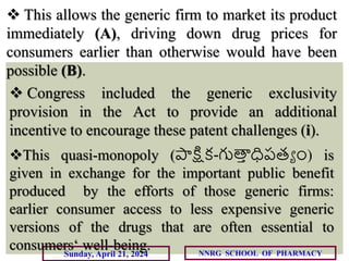 hatchwaxmanact of generic product development | PPT