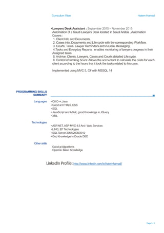 Hatem h hamad c.v | PDF