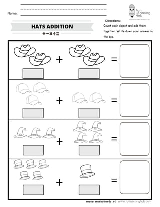 Hats Addition Black and White for Kids.pdf