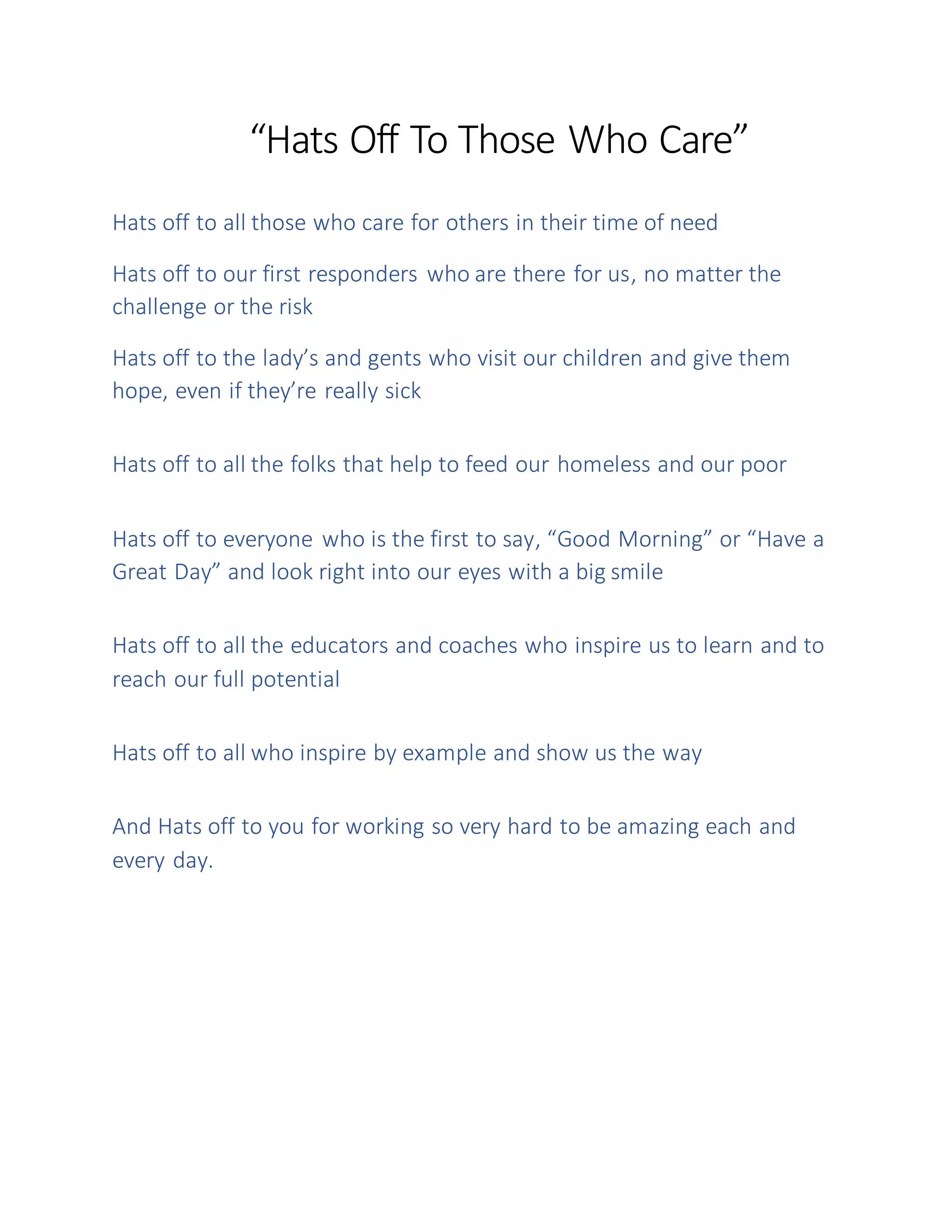 Hats off to those who care | DOCX