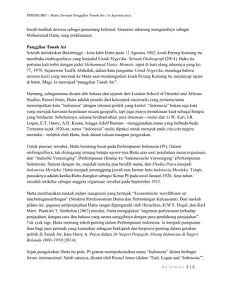 Hatta Terasuk Panggilan Tanah Air | PDF