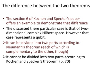 “No hidden variables!”: From Neumann’s to Kochen and Specker’s theorem ...