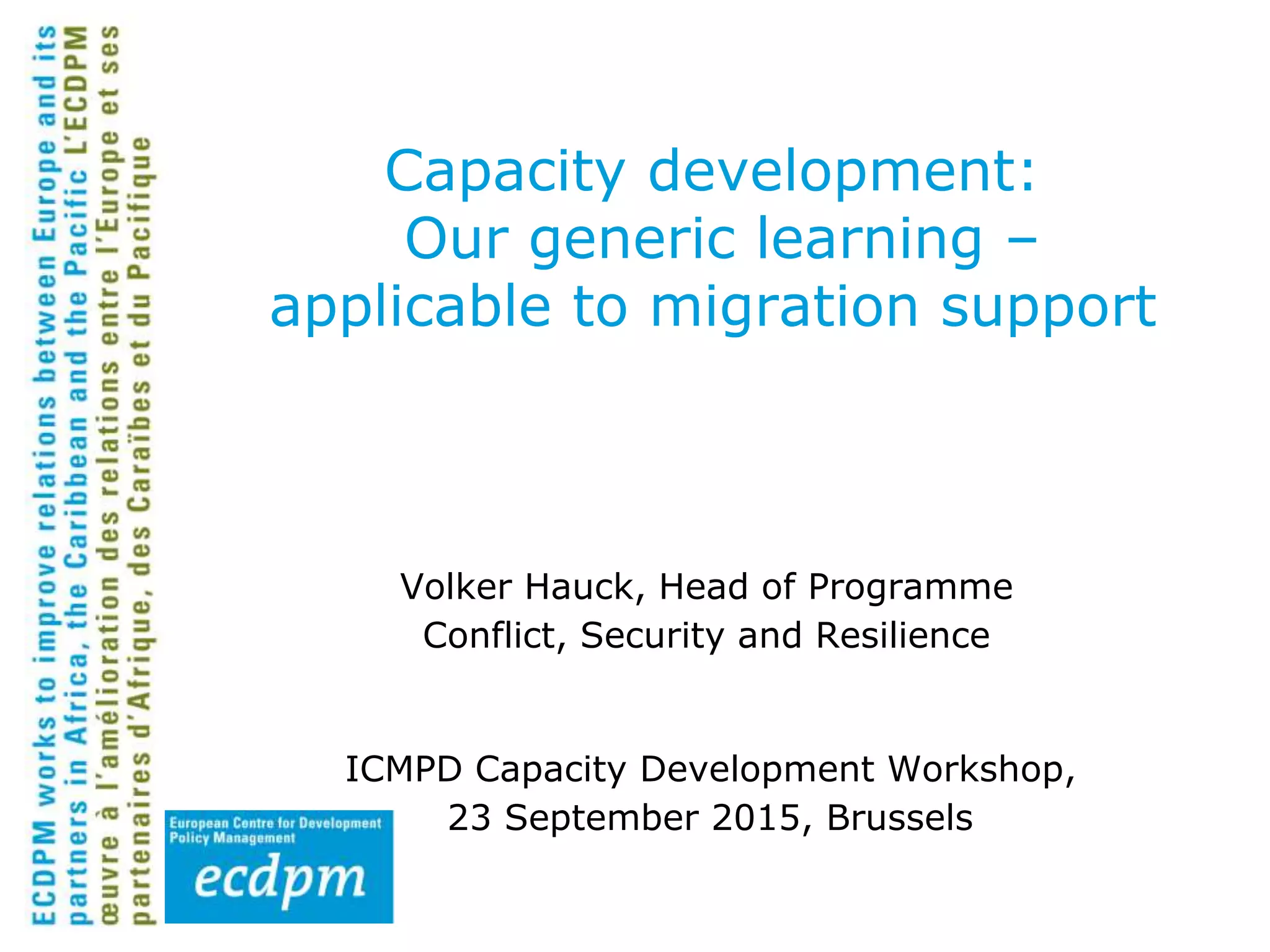 Migration - delivering capacity building to EU partner countries | PPTX