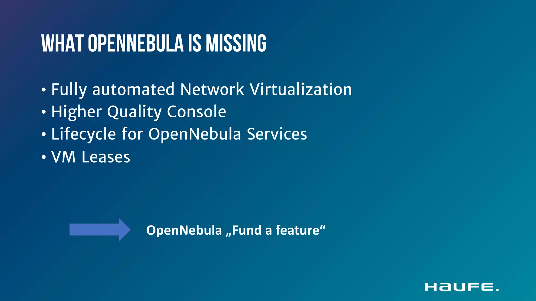 Replacing vCloud with OpenNebula | PPT