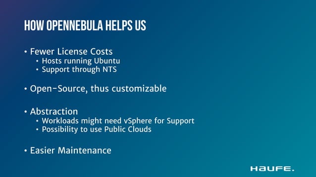 Replacing vCloud with OpenNebula | PPT