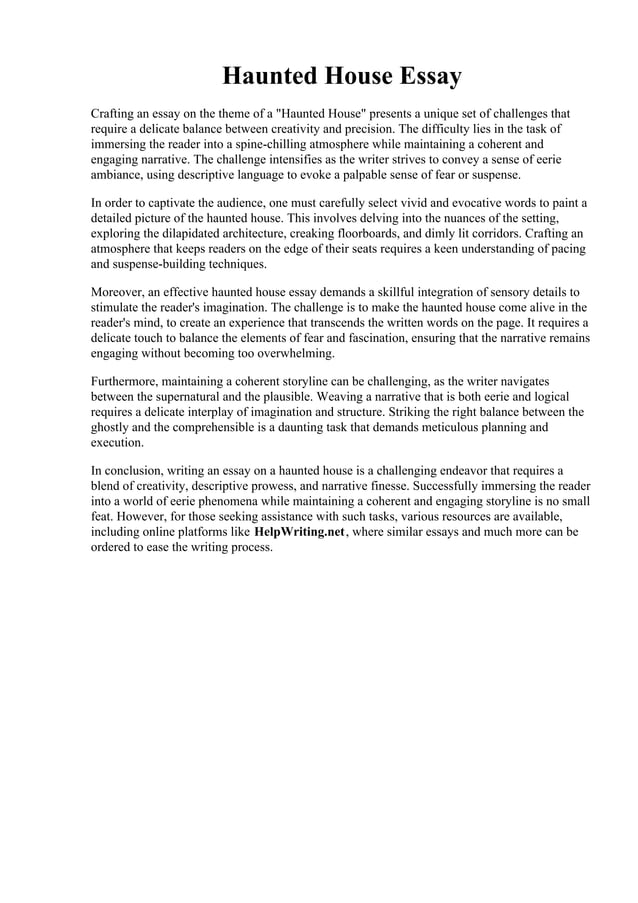 Haunted House Essay. Haunted House Descriptive Writing by The ...