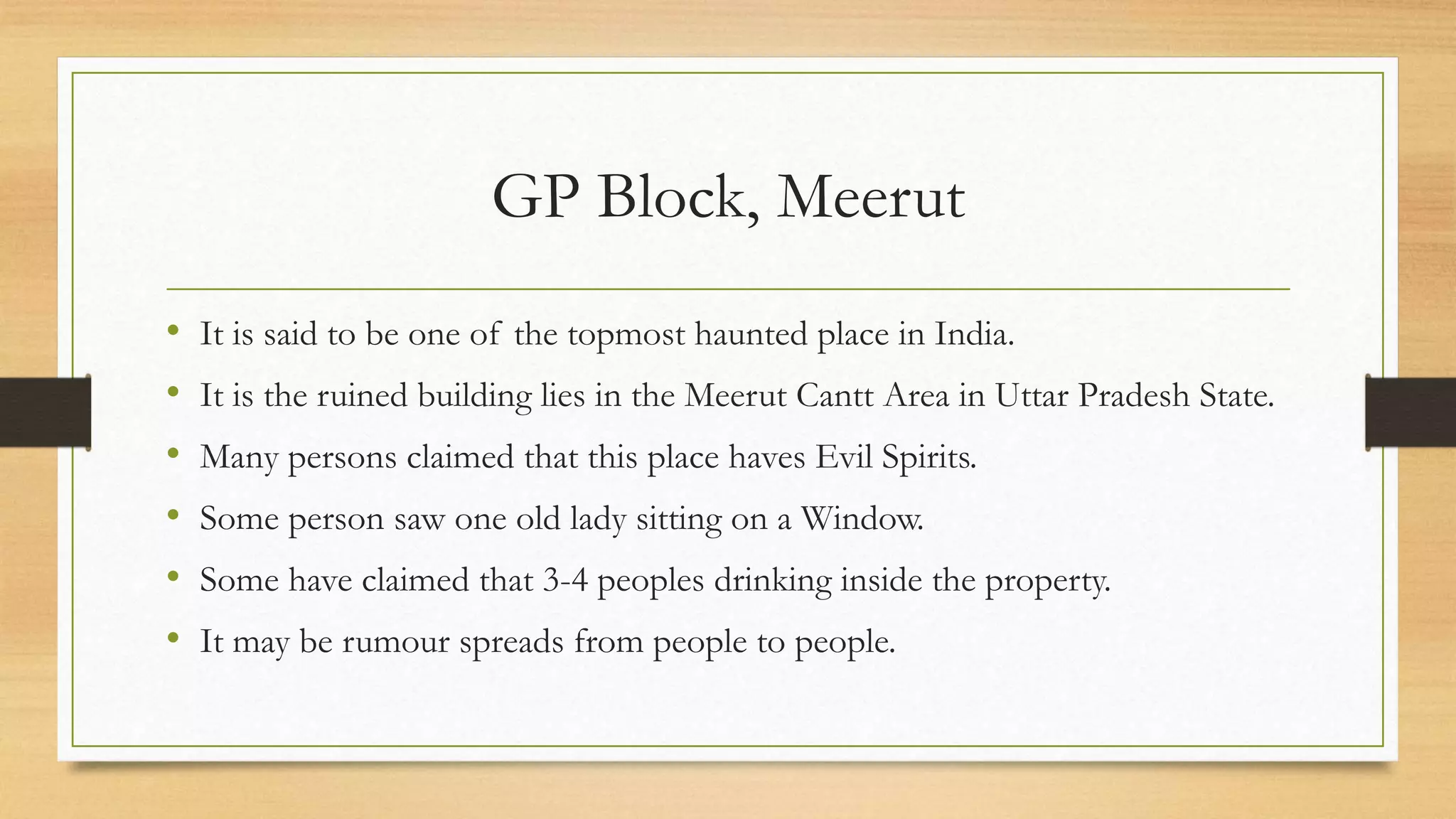 Haunted Places of India | PPTX