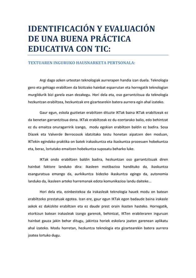 Hausnarketa una buena practica con tic | DOCX