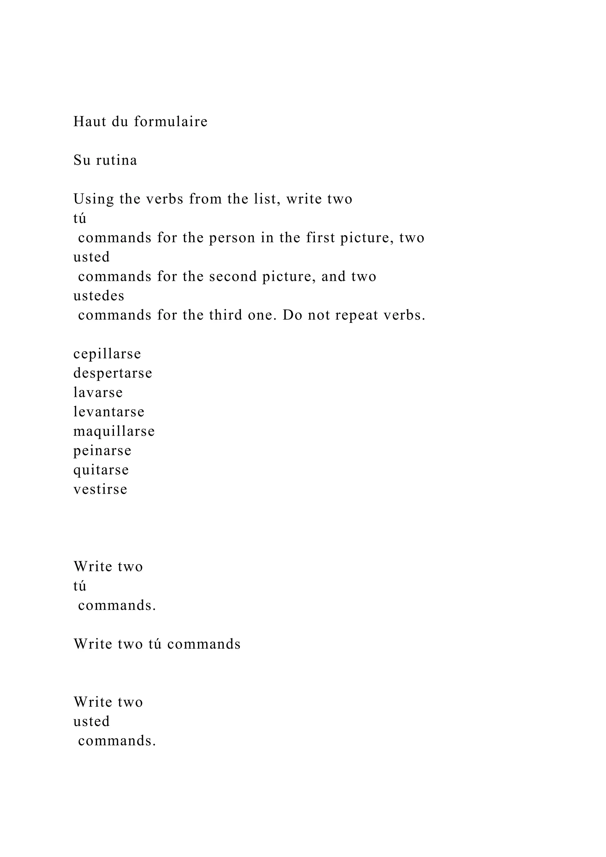 Haut du formulaireSu rutina Using the verbs from the list,.docx