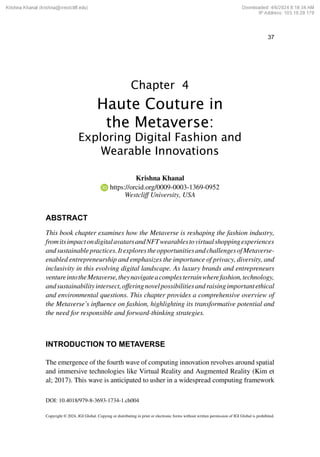 Haute Couture in the Metaverse: Exploring Digital Fashion and Wearable ...