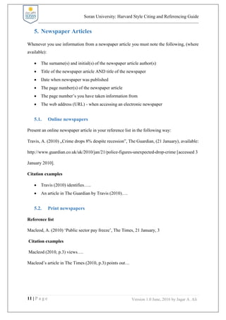 Soran University: Harvard style of referencing and citation guide | PDF