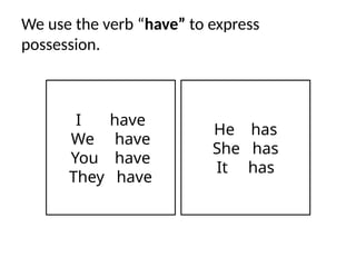 have and has, present, verb, conjugation | PPTX
