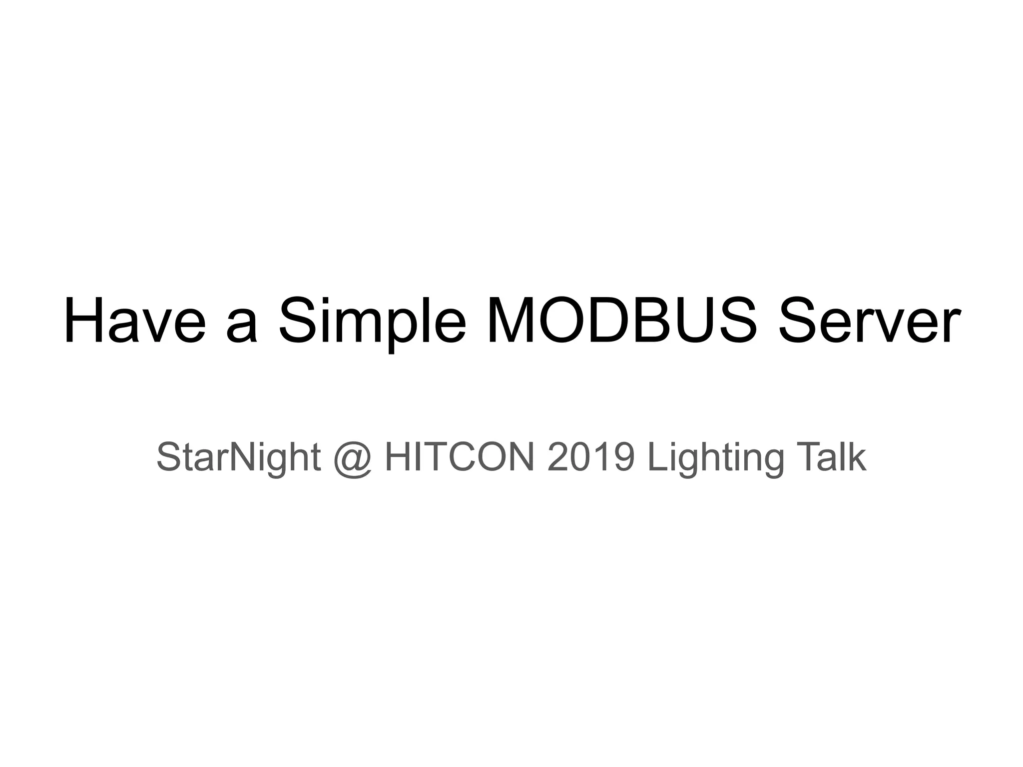 Have a Simple Modbus Server | PPT