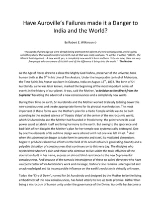 Have auroville's failures made it a danger to india and the world | PDF