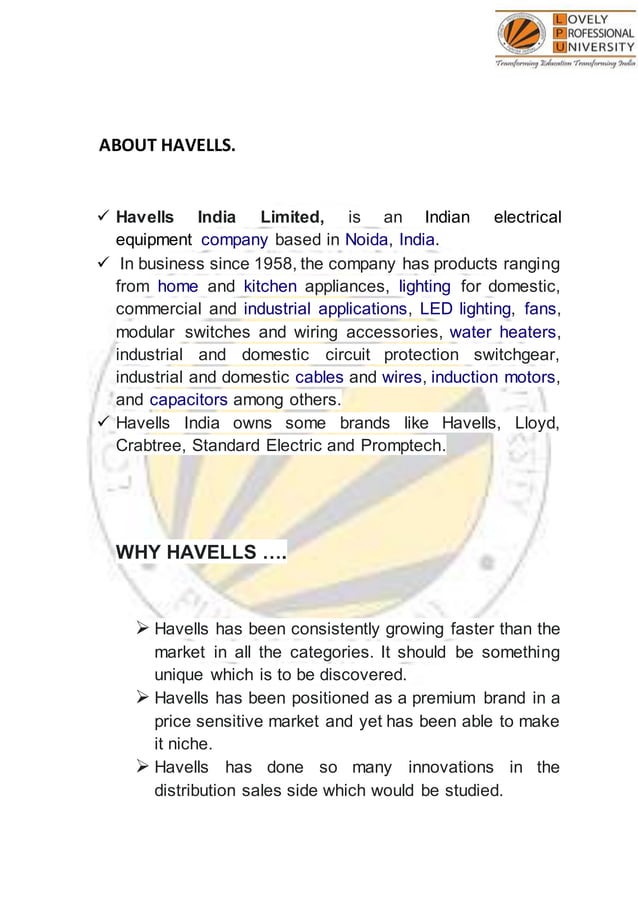 Havells india | PDF