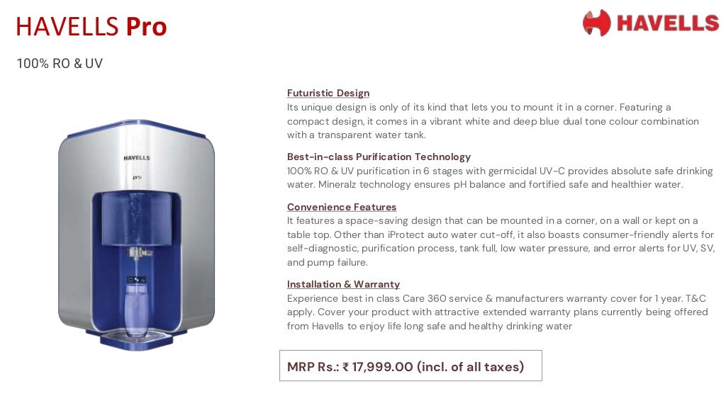 List Of Some Best Water Purifiers By Havells | PPTX