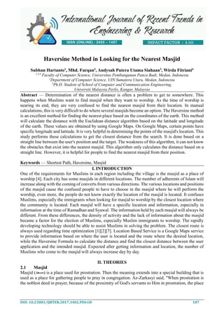 Haversine Method in Looking for the Nearest Masjid | PDF | Islam ...