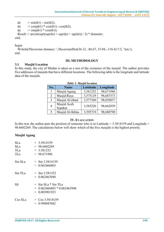 Haversine Method in Looking for the Nearest Masjid | PDF | Islam ...