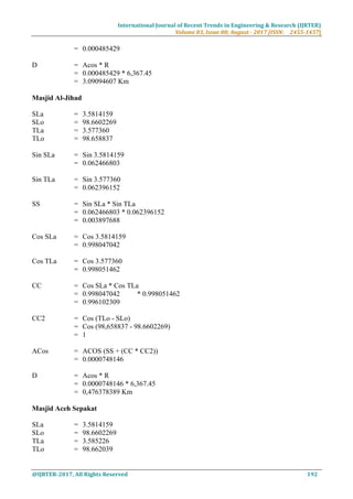 Haversine Method in Looking for the Nearest Masjid | PDF | Islam | Religion & Spirituality