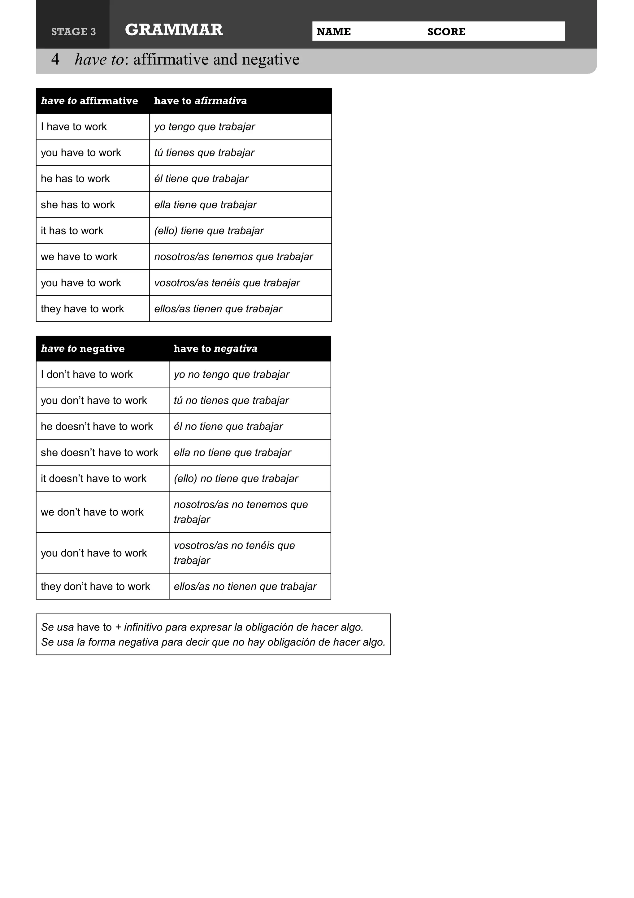Have to affirmative and negative (stage 3) | PDF
