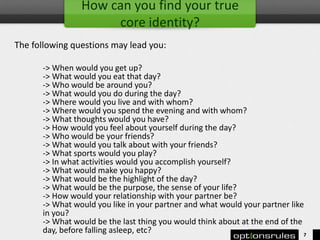 Have you already identified the desires of your core identity: | PPT