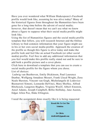 Have you ever wondered what William Shakespeares Facebook profile w.docx