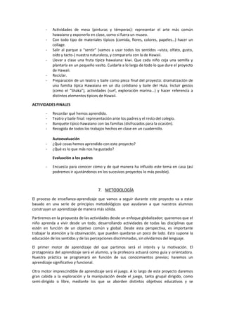 Unidad didáctica "Aloha Hawaii!" | PDF