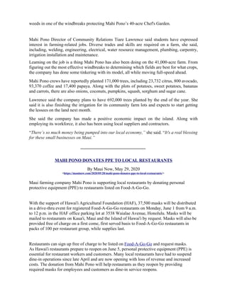 Hawaii - Diversified Agriculture - Mahi Pono - Harmonizing Culture ...