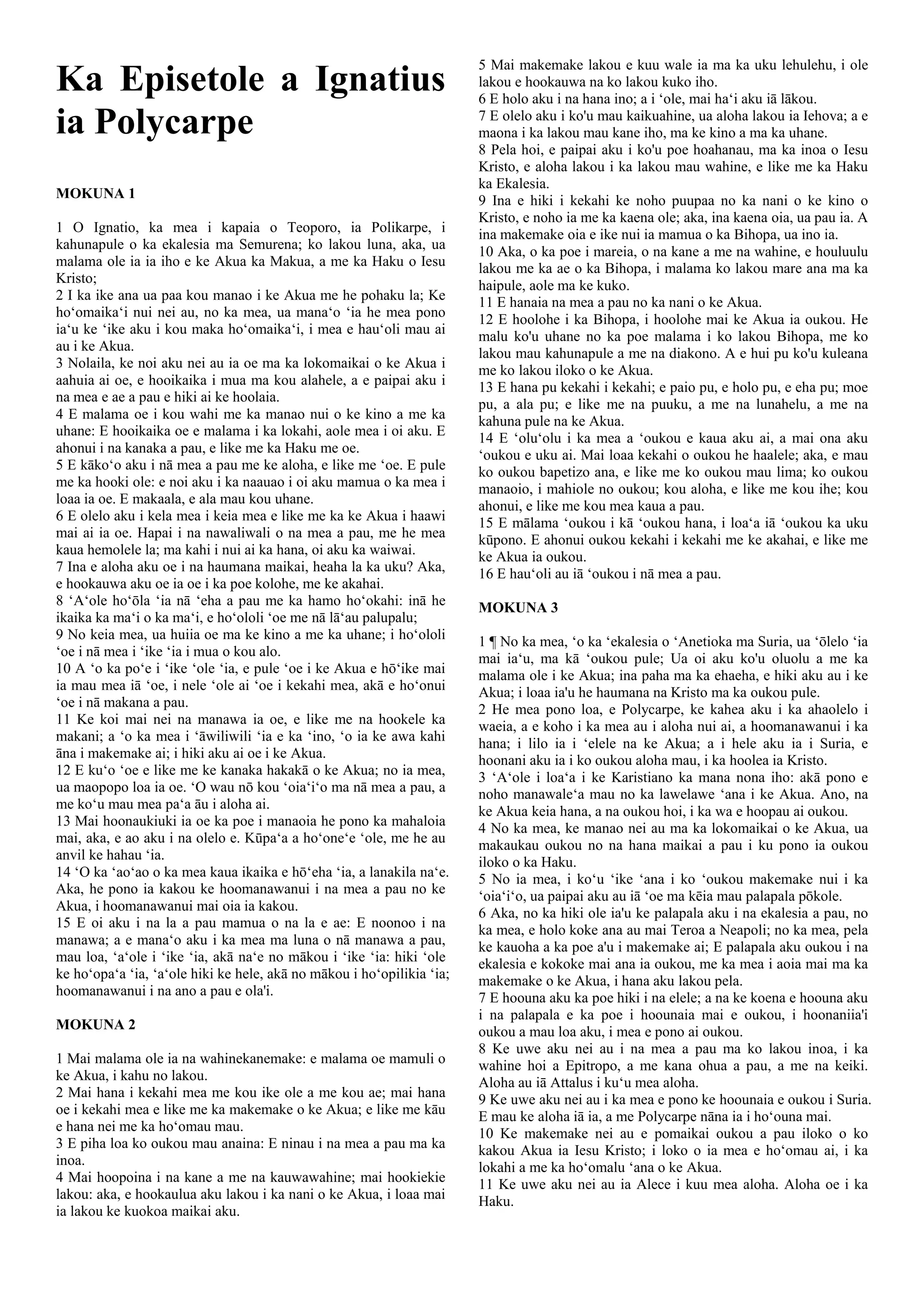 Hawaiian - The Epistle of Ignatius to Polycarp.pdf