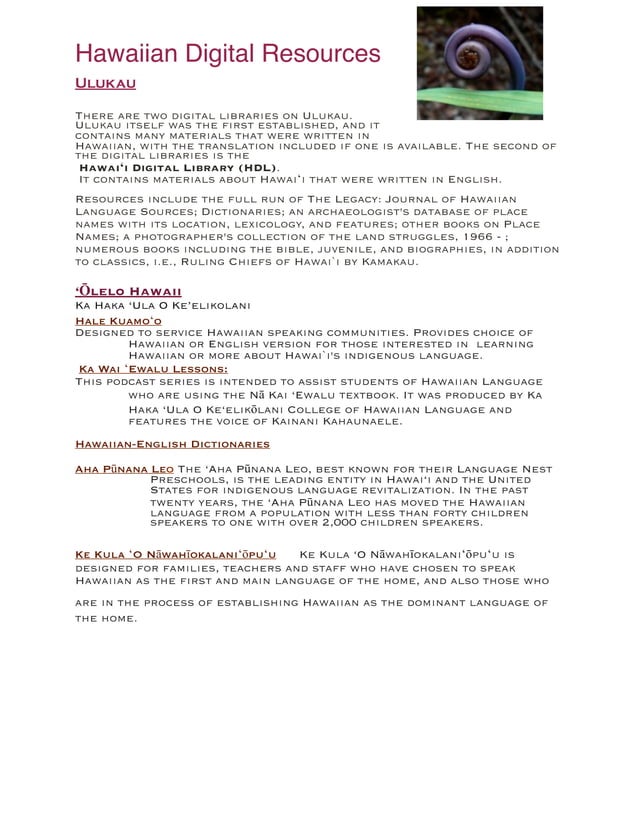 Hawaiian digital resources | PDF