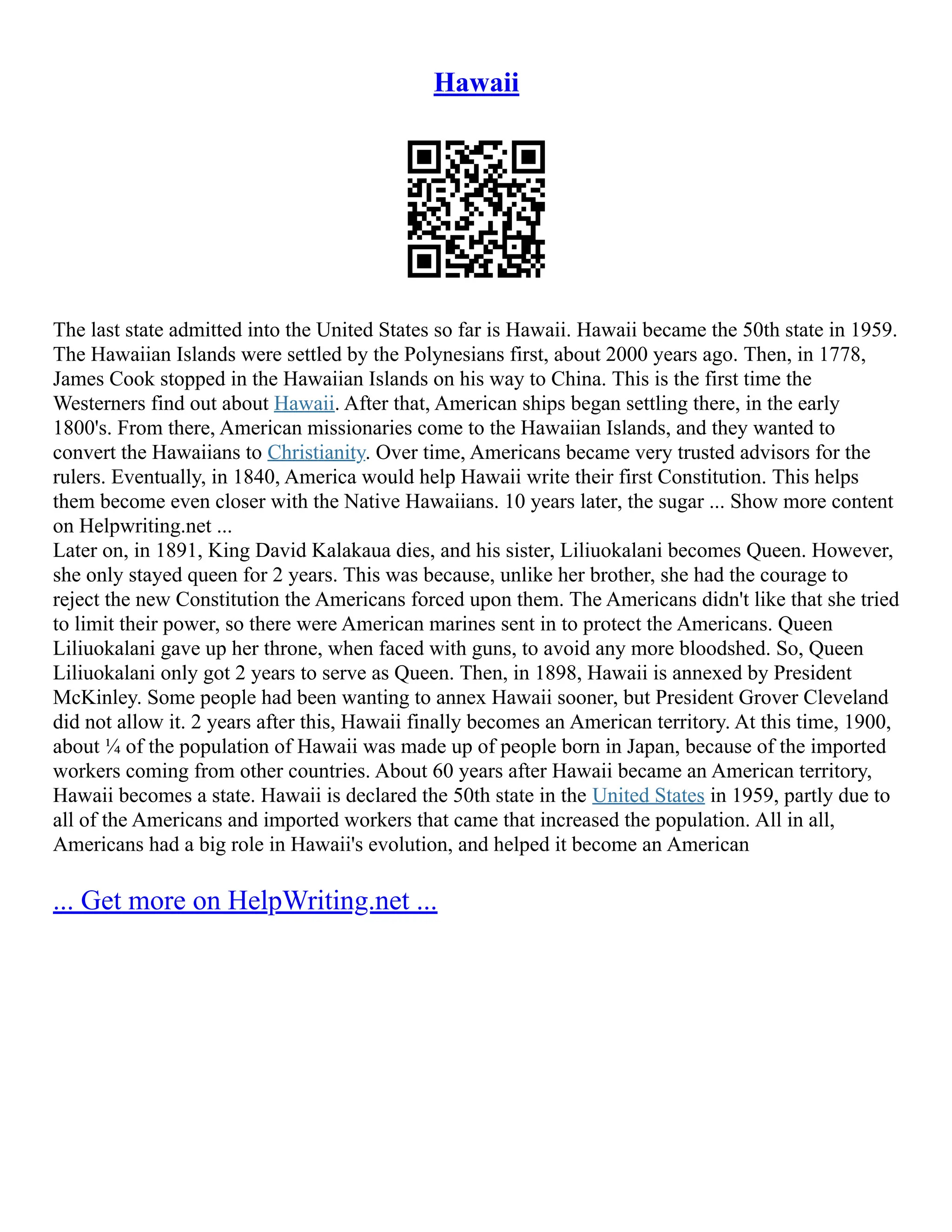 Hawaii Is The Capital Of Hawaii | PDF