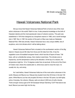 Hawaii Volcanoes National Park | DOC