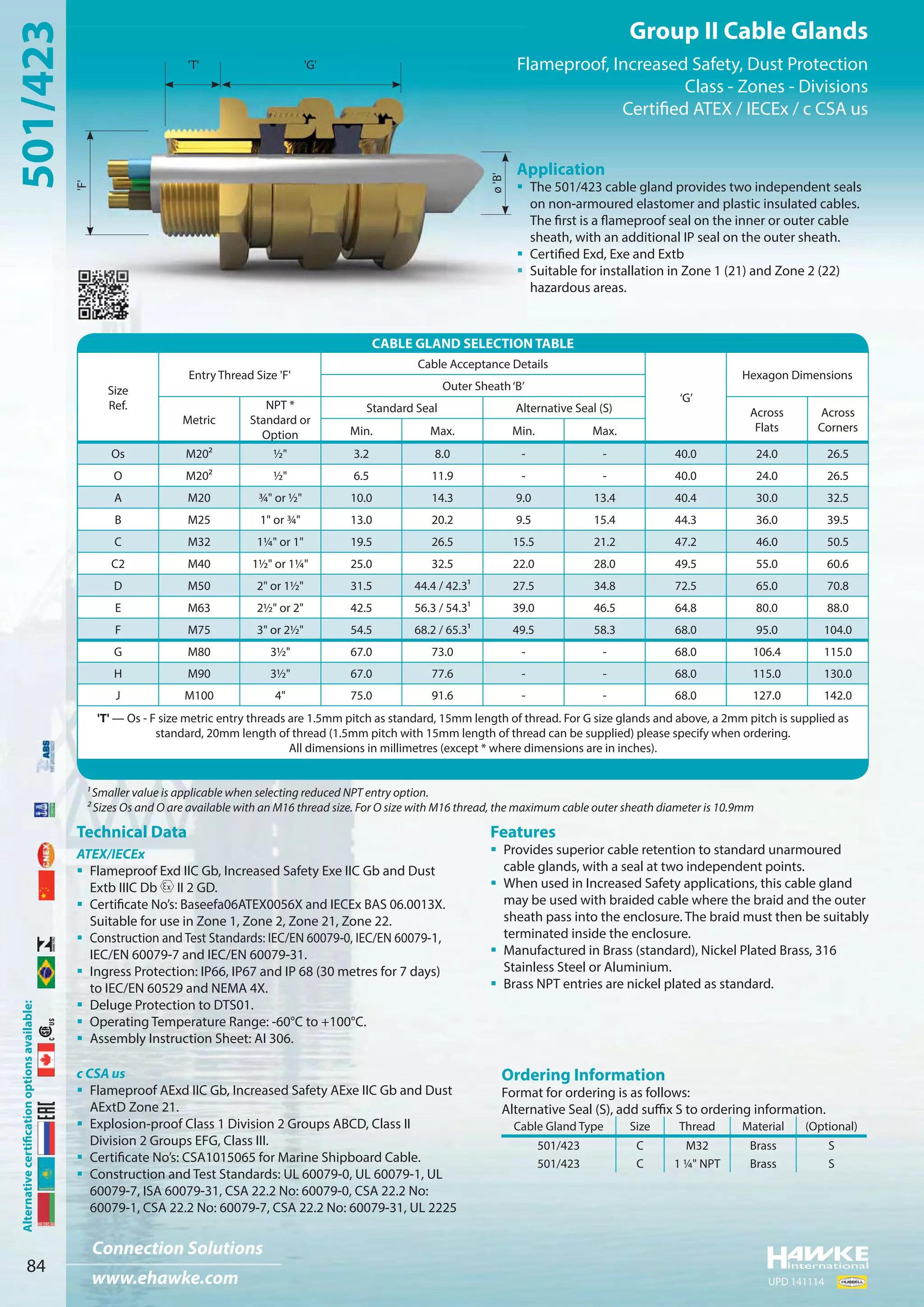 Hawke 501/423 Hazardous Area Cable Gland | PDF