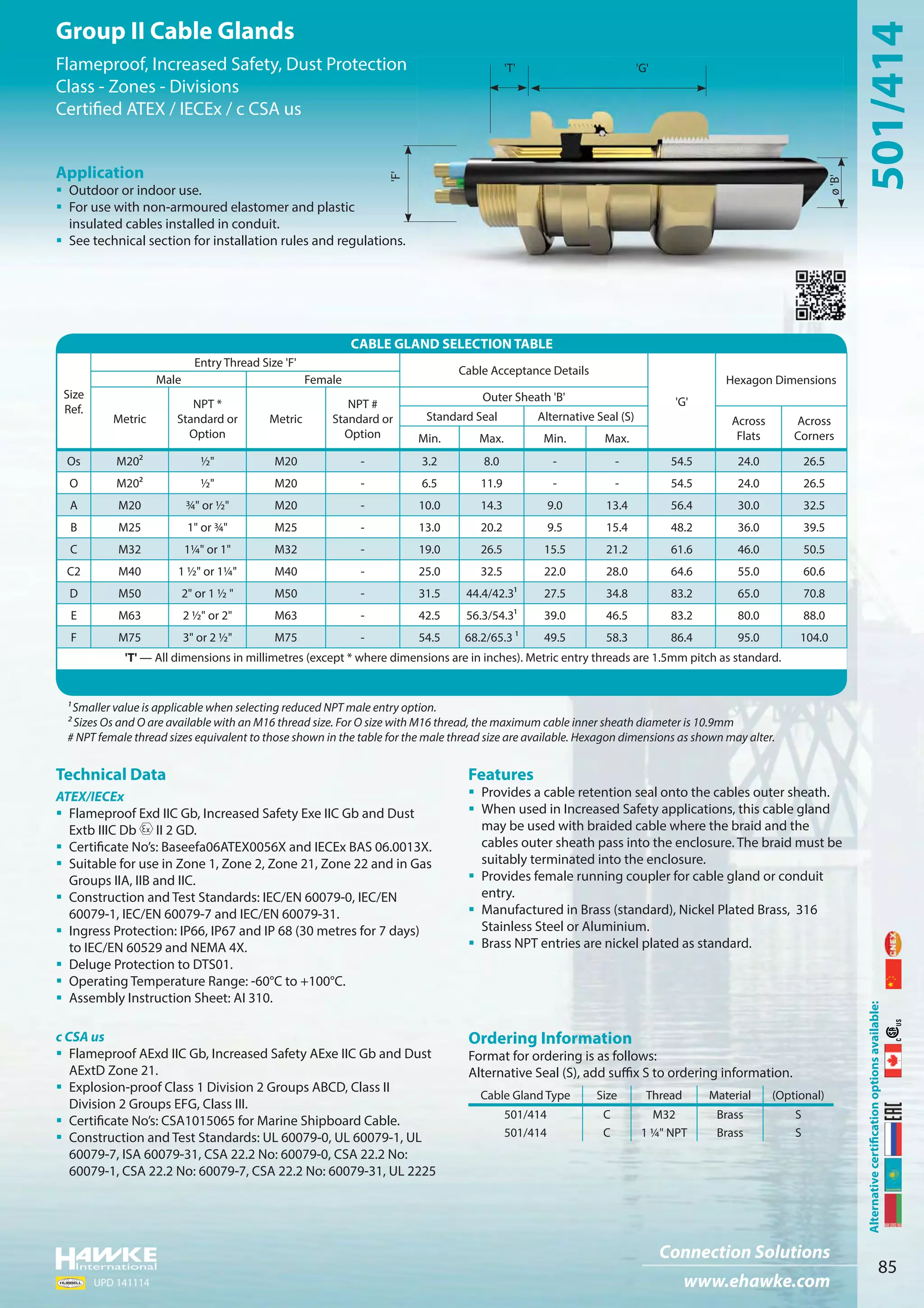 Hawke 501/414 Hazardous Area Cable Glands | PDF