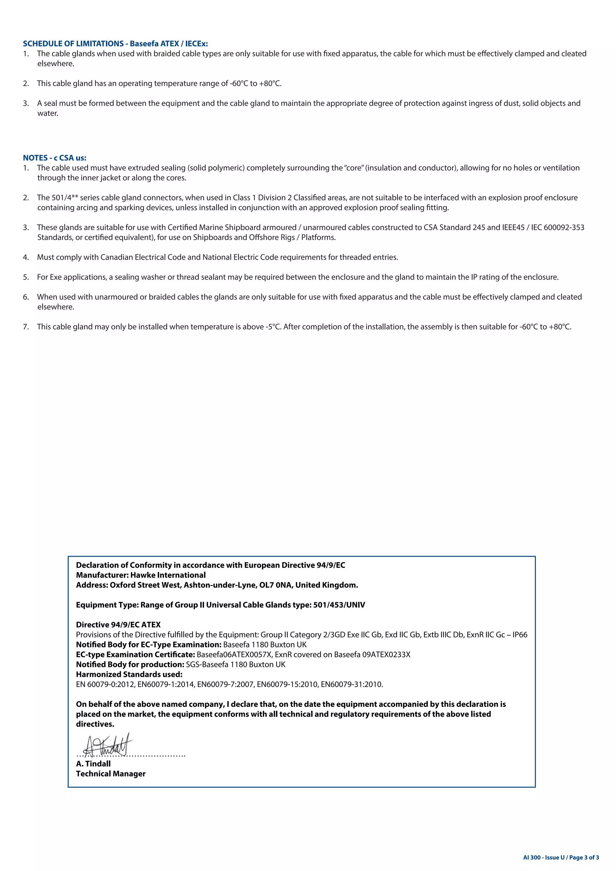 Hawke Universal Cable Glands - Installation Instruction | PDF
