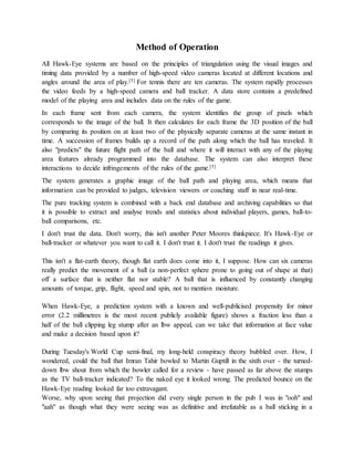 Hawkeye | DOCX | Cricket | Sports