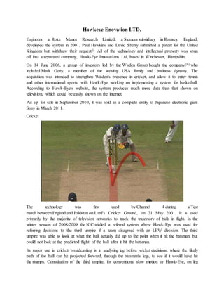 Hawkeye | DOCX | Cricket | Sports