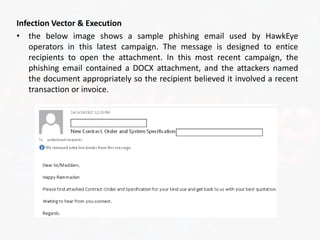 Hawkeye the Credential Theft Maalware | PPTX