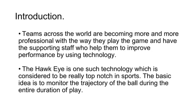 Hawk eye camera technology | PPT