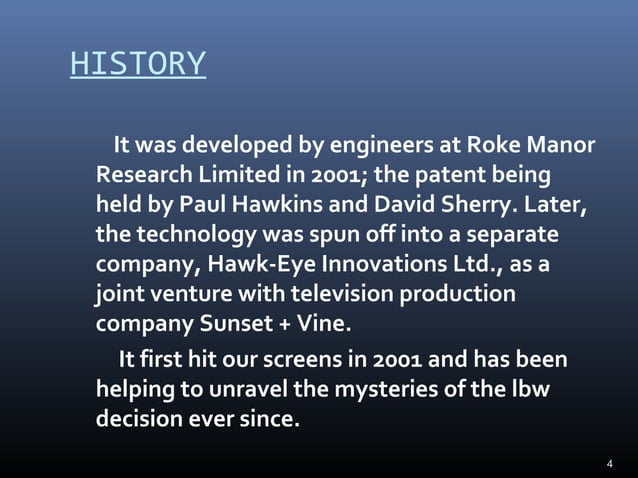 Hawk eye technology | PPT | Cricket | Sports