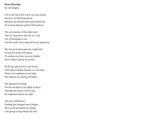Hawk Roosting by Ted Hughes | PPT