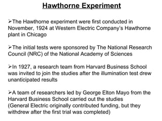 Hawthorne experiments | PPT