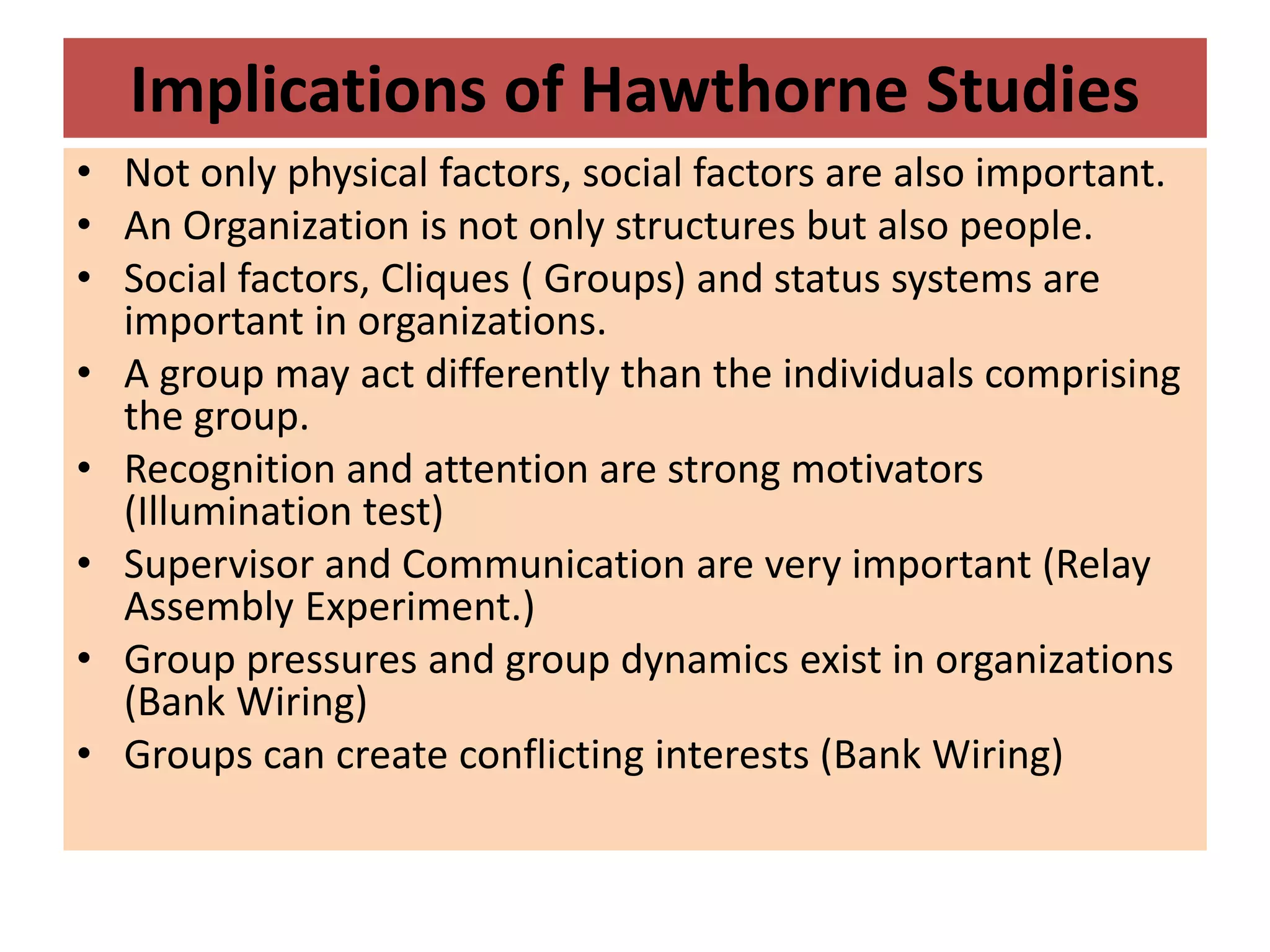 Hawthorne experiments | PPT