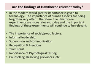 Hawthorne experiments | PPT